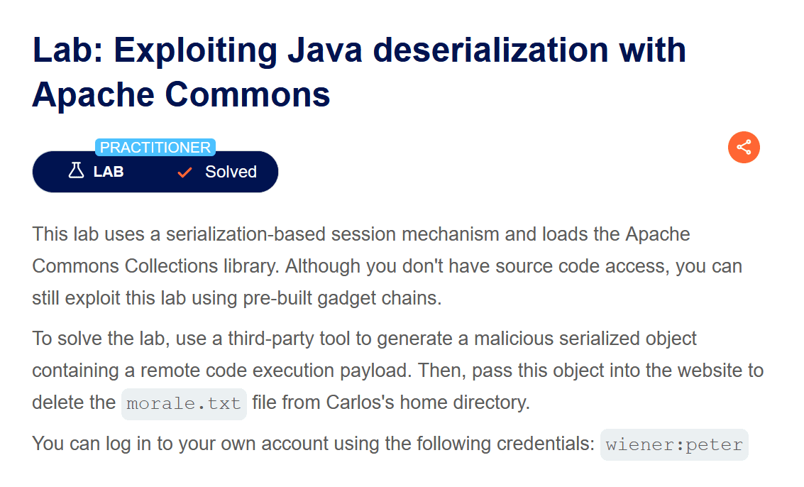 Insecure Deserialization – Portswigger Lab 5: Exploiting Java deserialization with Apache ...